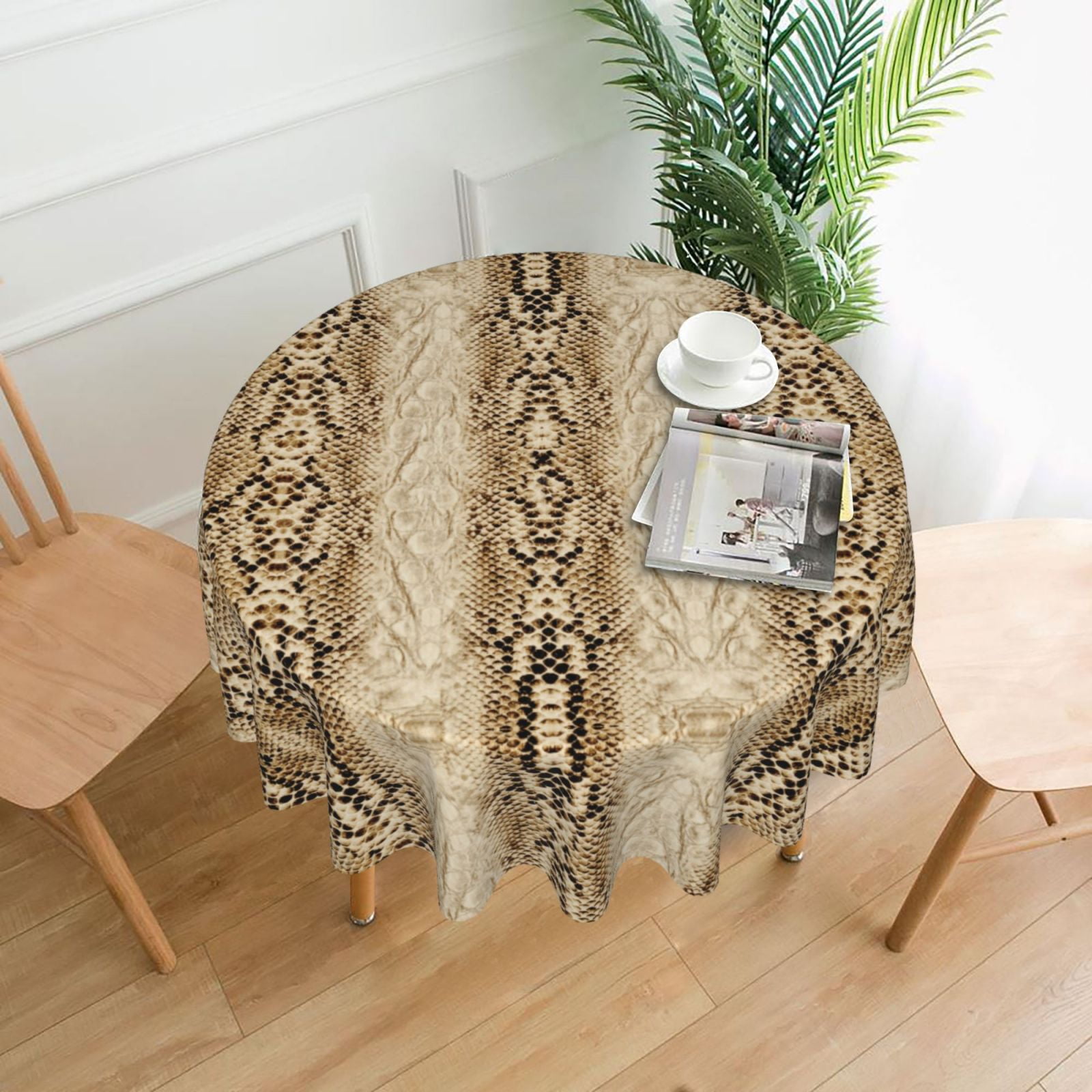 60 Inch Round Tablecloth – Waterproof, Stain-Resistant, Snake Skin ...