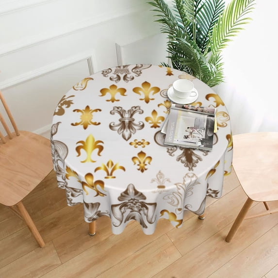 60 Inch Round Tablecloth – Waterproof, Stain-Resistant, Vintage Fleur ...