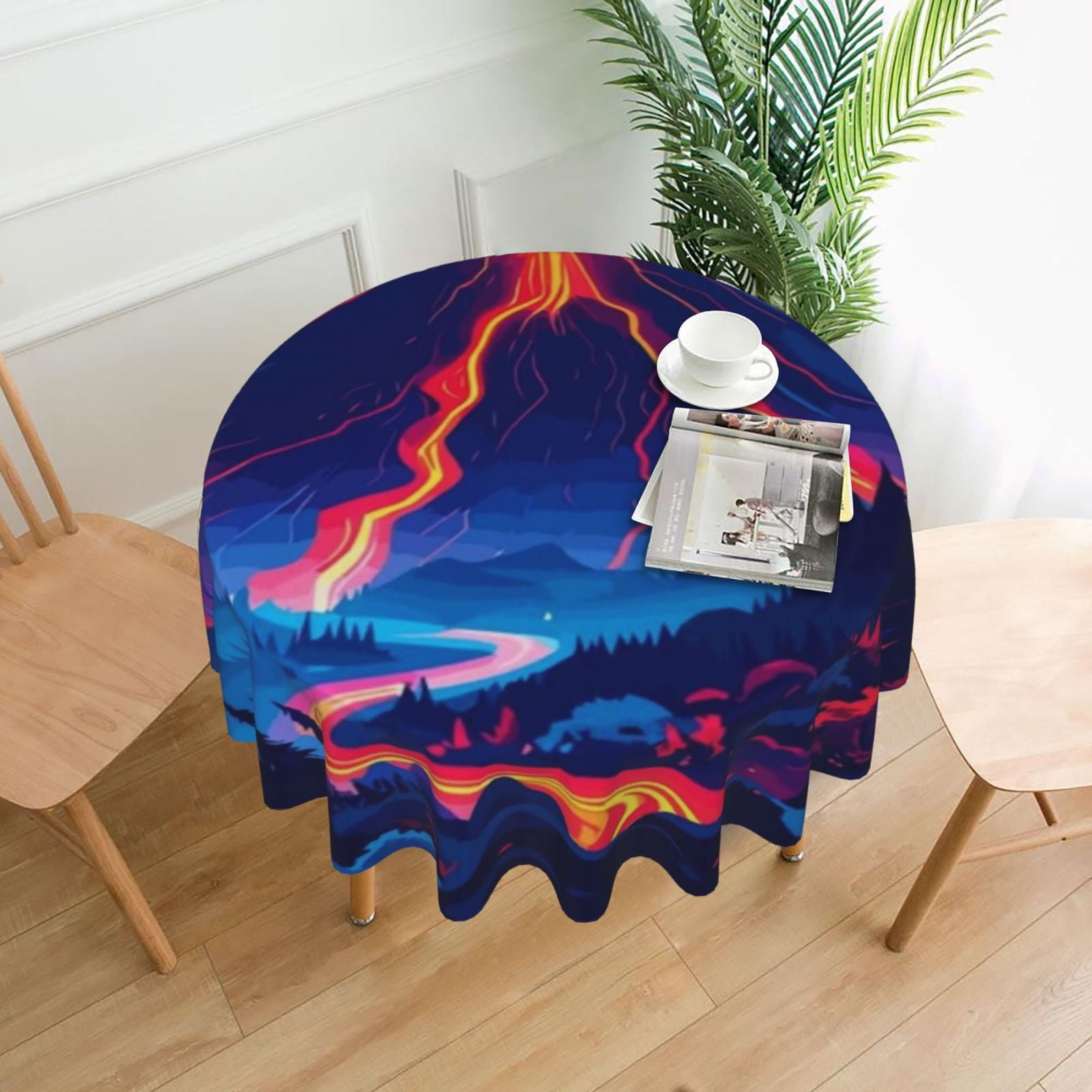 60 Inch Round Tablecloth – Waterproof, Stain-Resistant, Volcanic ...