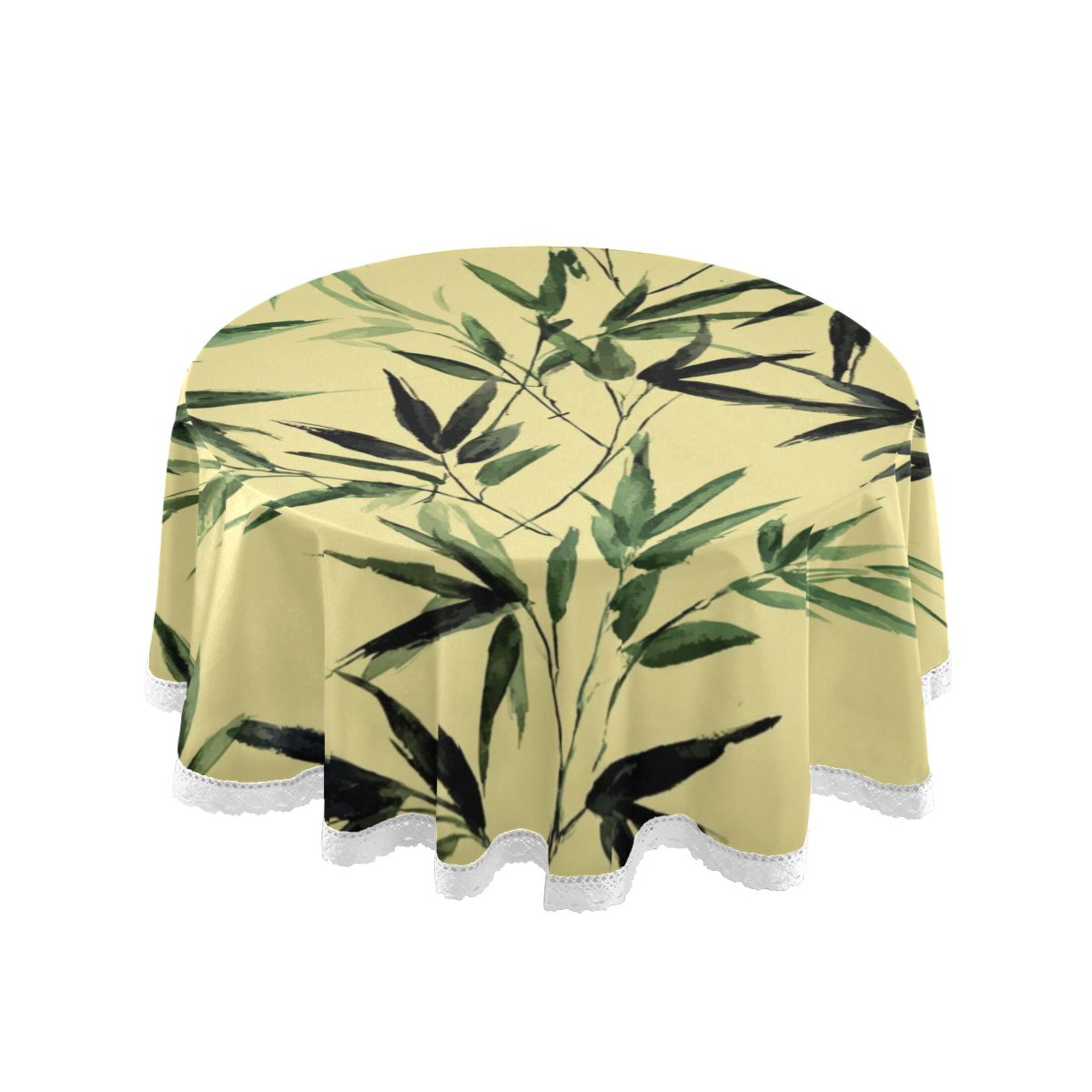 60 Inch Round Tablecloth with White Lace Trim Fall Table Cover for ...