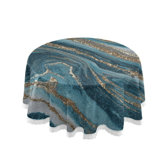 60 Inch Round Tablecloth with White Lace Trim Fall Table Cover for ...