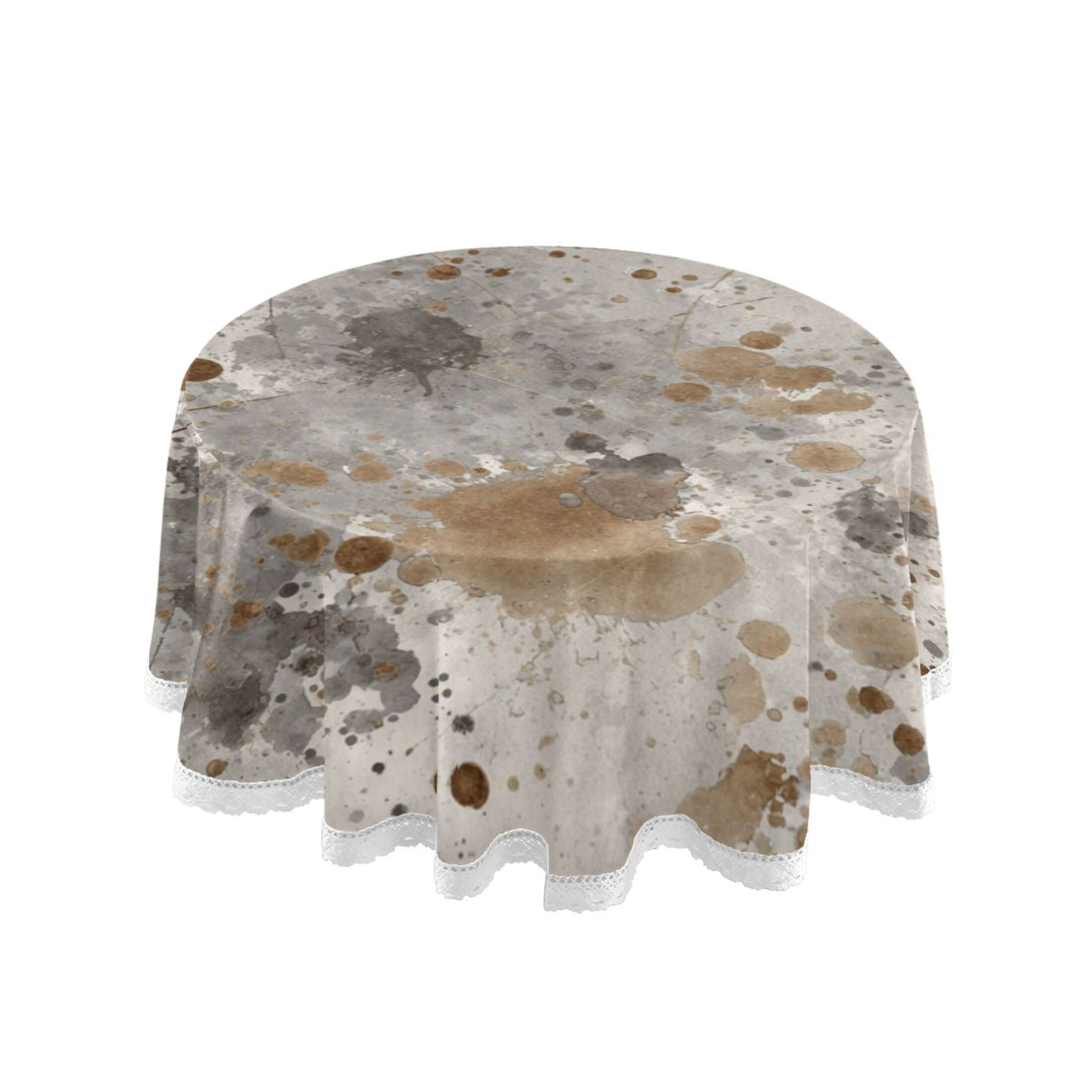 60 Inch Round Tablecloth with White Lace Trim Fall Table Cover for ...