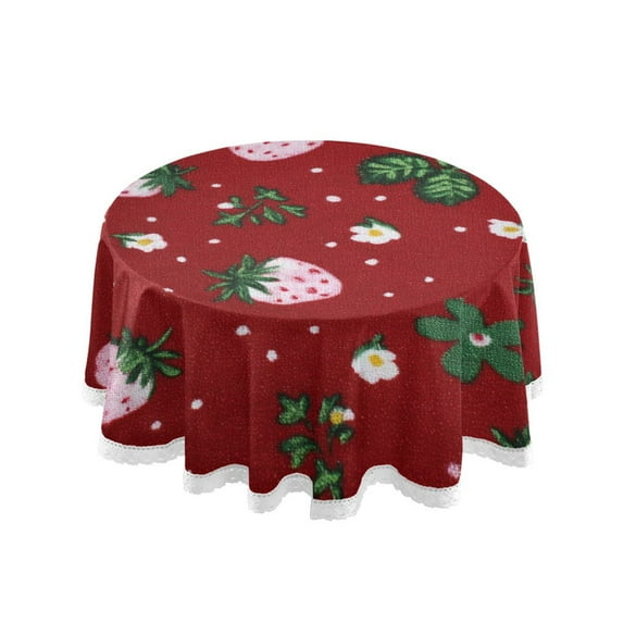 60 Inch Round Tablecloth with White Lace Trim Fall Table Cover for ...