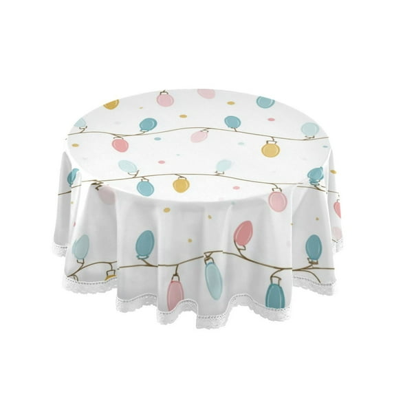 60 Inch Round Tablecloth with White Lace Trim Fall Table Cover for ...