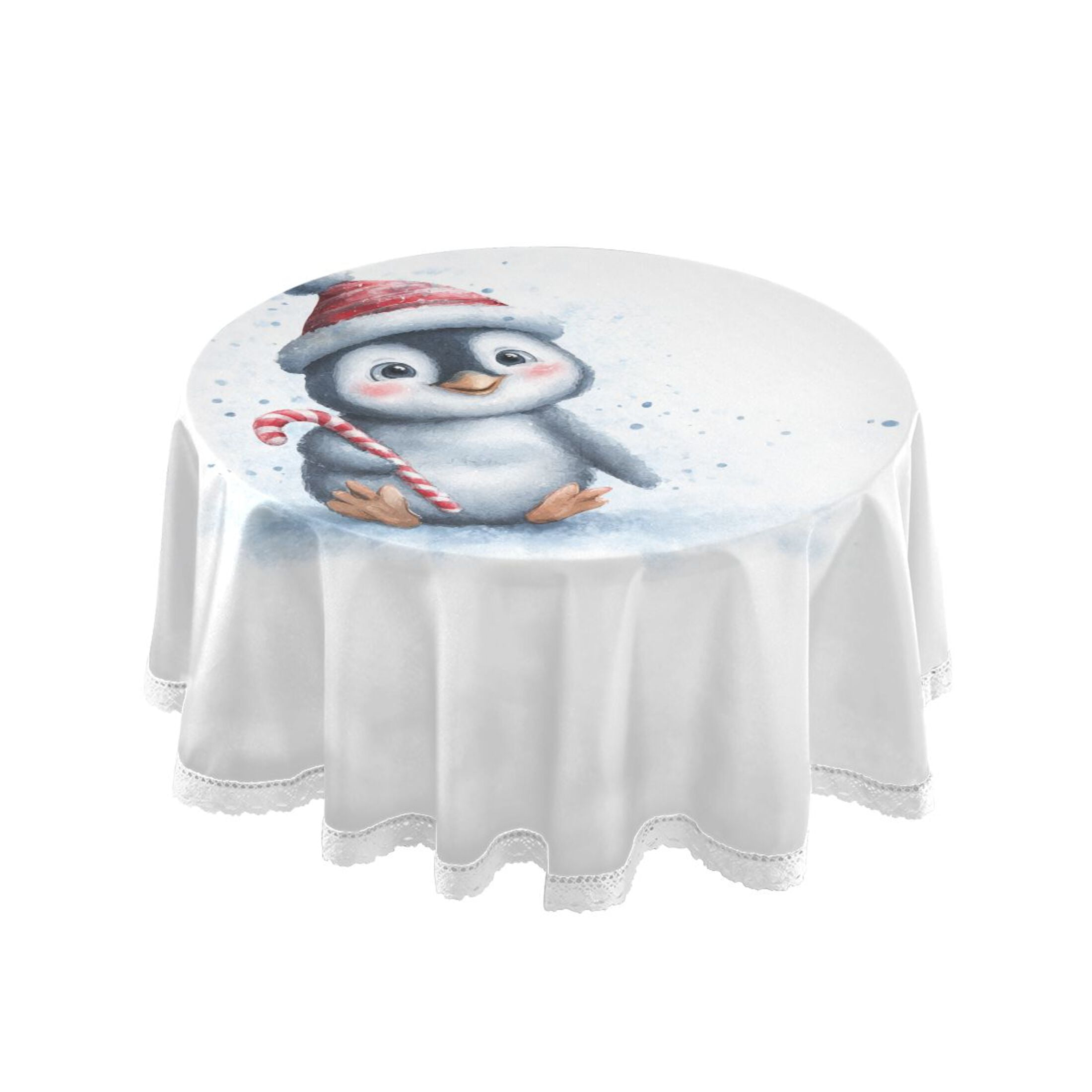 60 Inch Round Tablecloth with White Lace Trim Fall Table Cover for ...