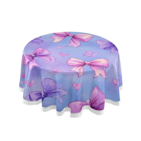 60 Inch Round Tablecloth with White Lace Trim Fall Table Cover for ...