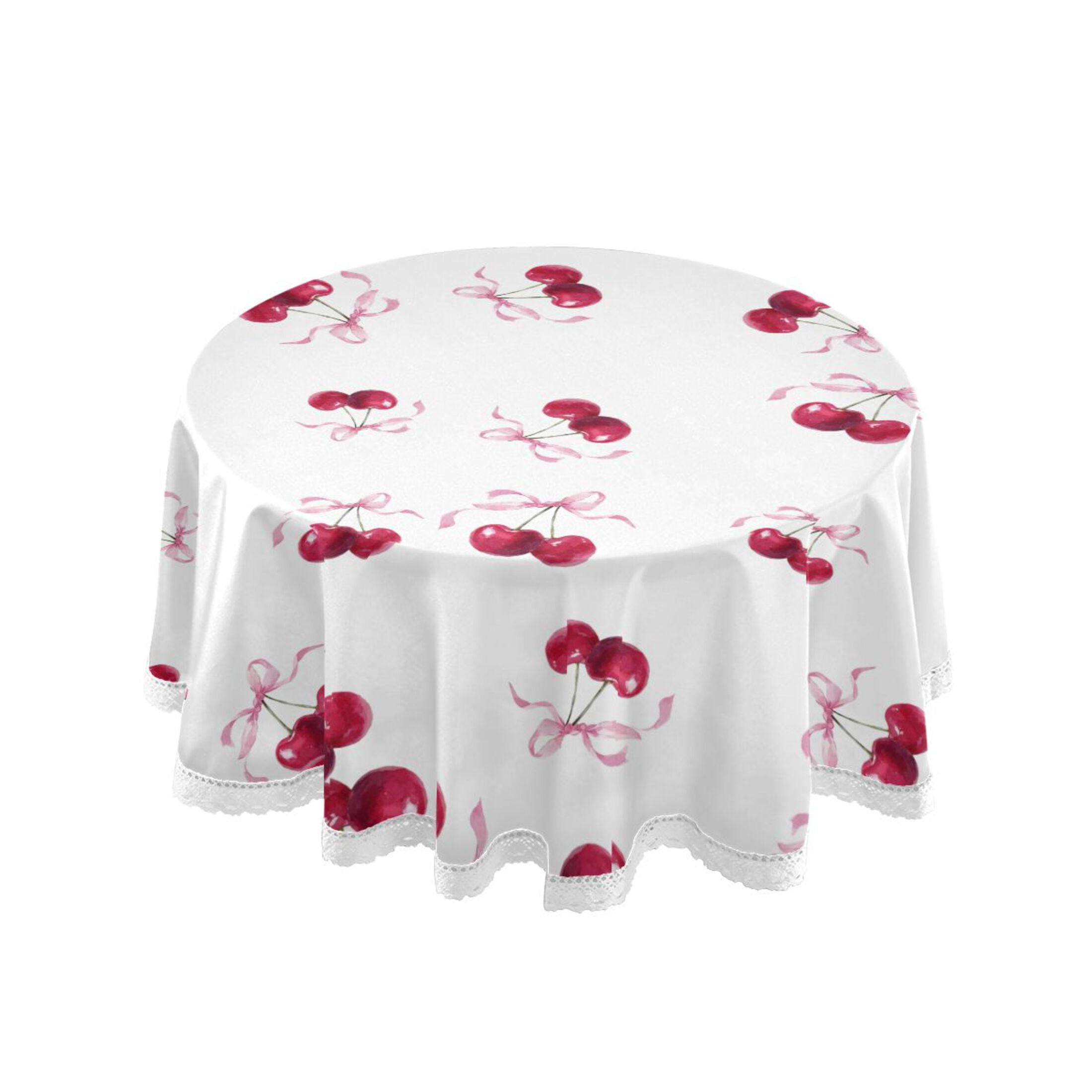 60 Inch Round Tablecloth with White Lace Trim Fall Table Cover for ...