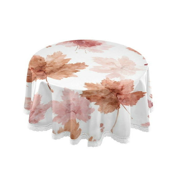 60 Inch Round Tablecloth with White Lace Trim Fall Table Cover for ...