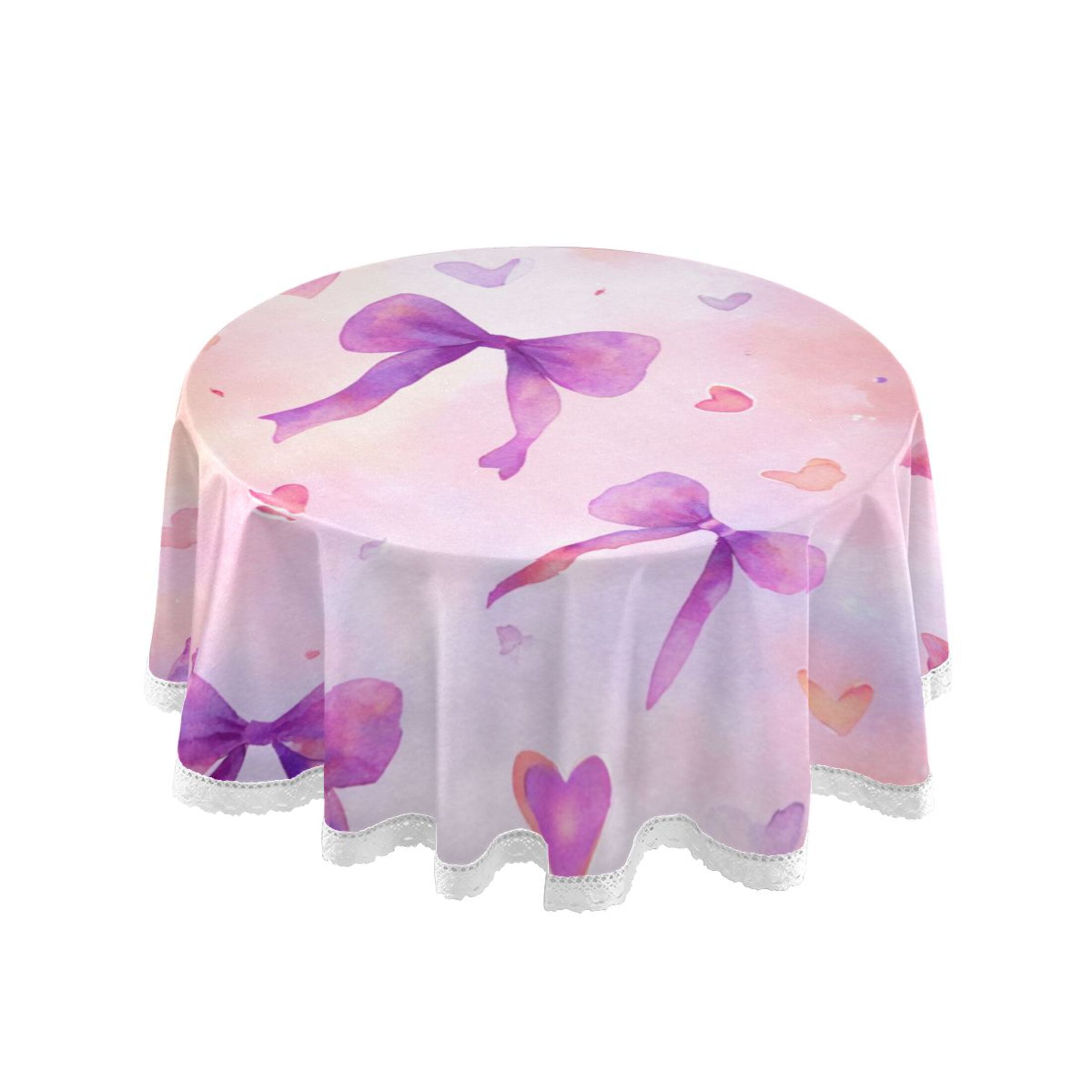 60 Inch Round Tablecloth with White Lace Trim Fall Table Cover for ...