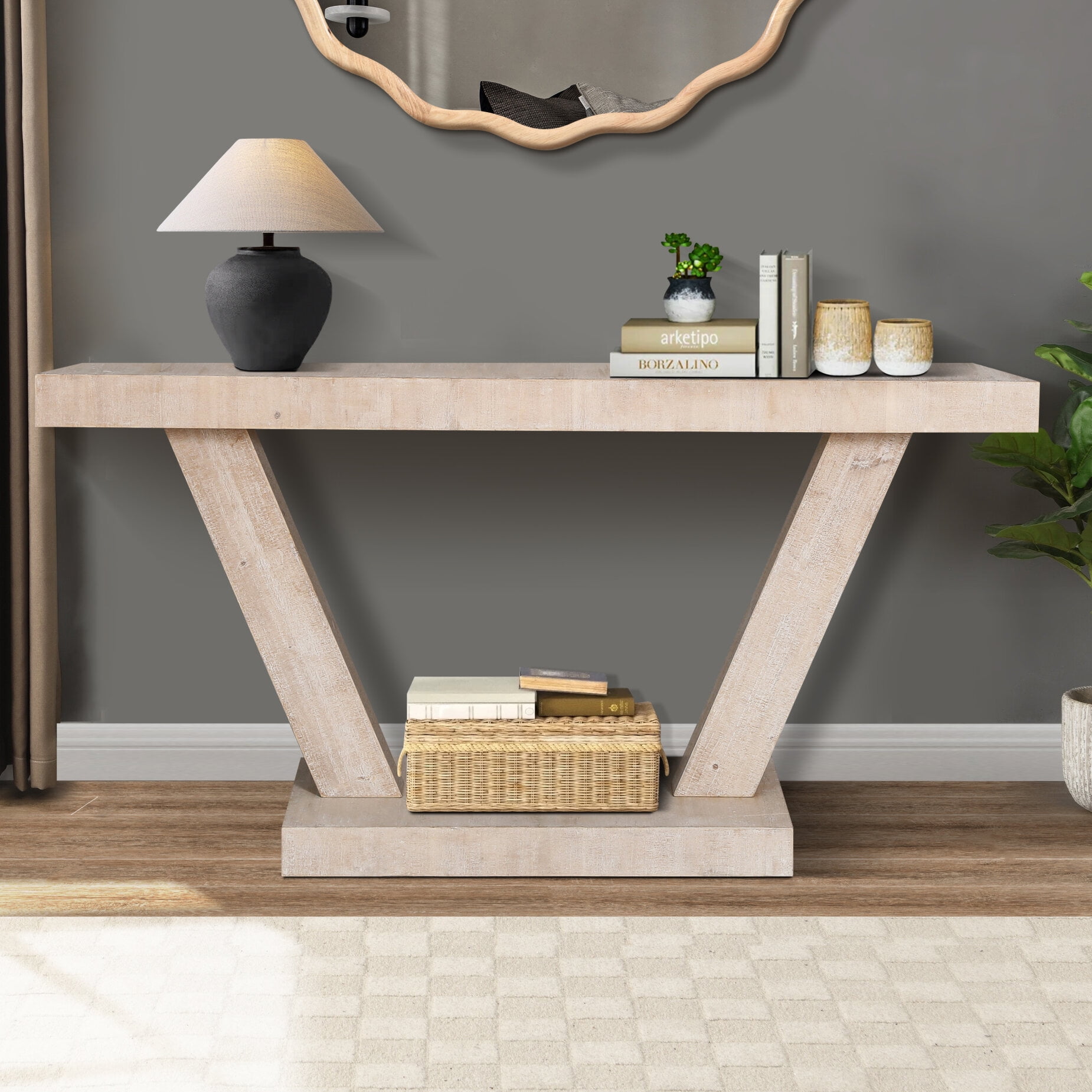 60-Inch Rustic Entryway Bench with 2-Tier Storage, Farmhouse Style Shoe ...