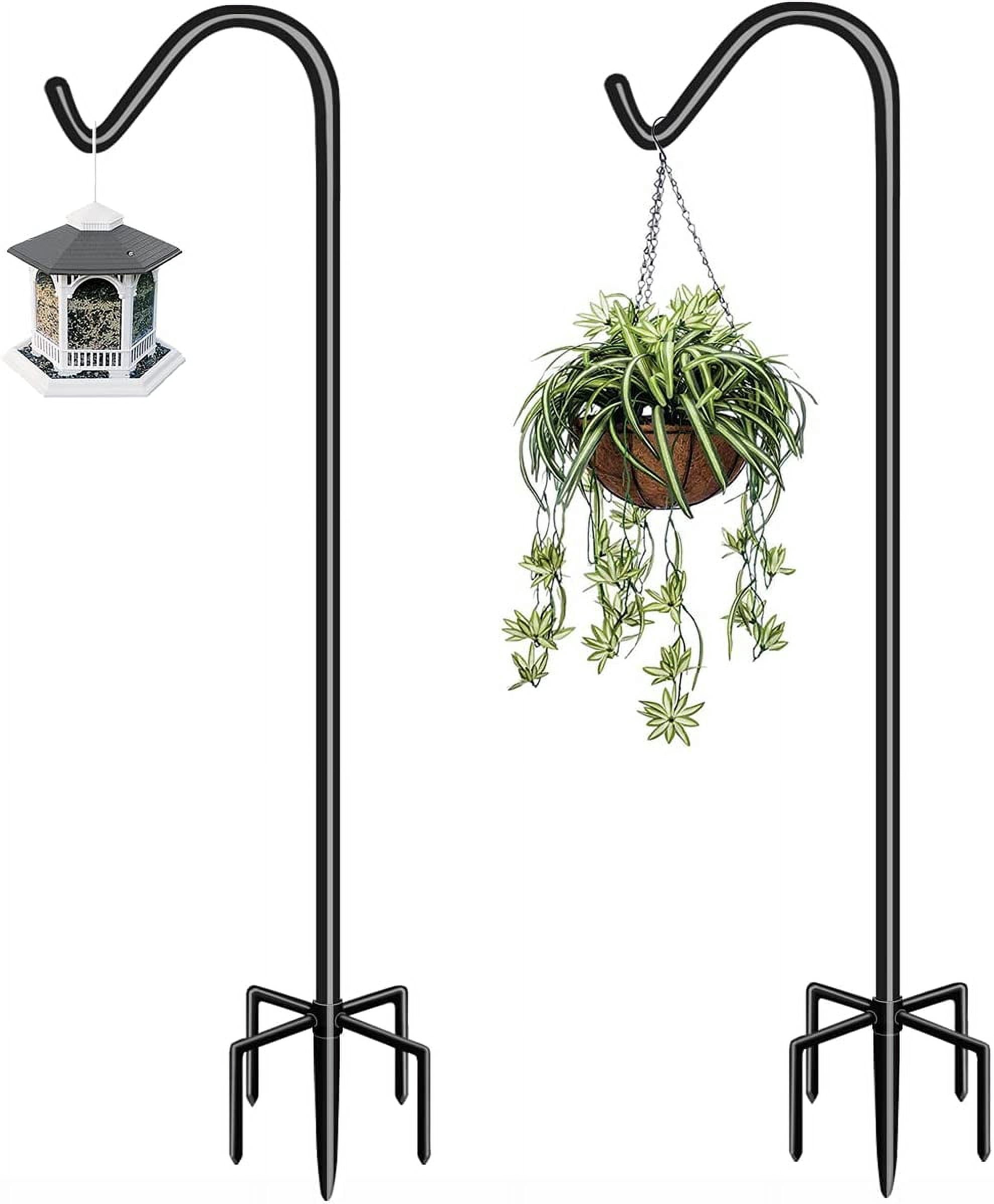 60 Inch Tall Shepherd Hooks with 5-Forked Base, Adjustable Heavy Duty ...