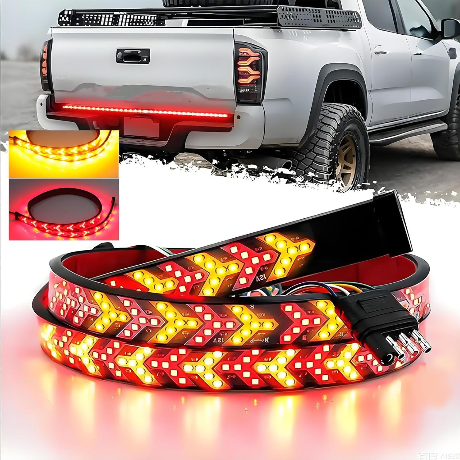 60 Inch Truck Tailgate Strip Light LED Bar, Arrow Sequential Amber Turn ...