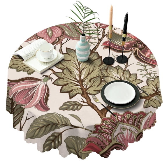 60 Inch Vintage Styled Paisley Round Tablecloth Floral Pattern Table ...
