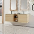 60 Inch Wall-Mounted Bathroom Vanity Set With Ceramic Sink Storage ...
