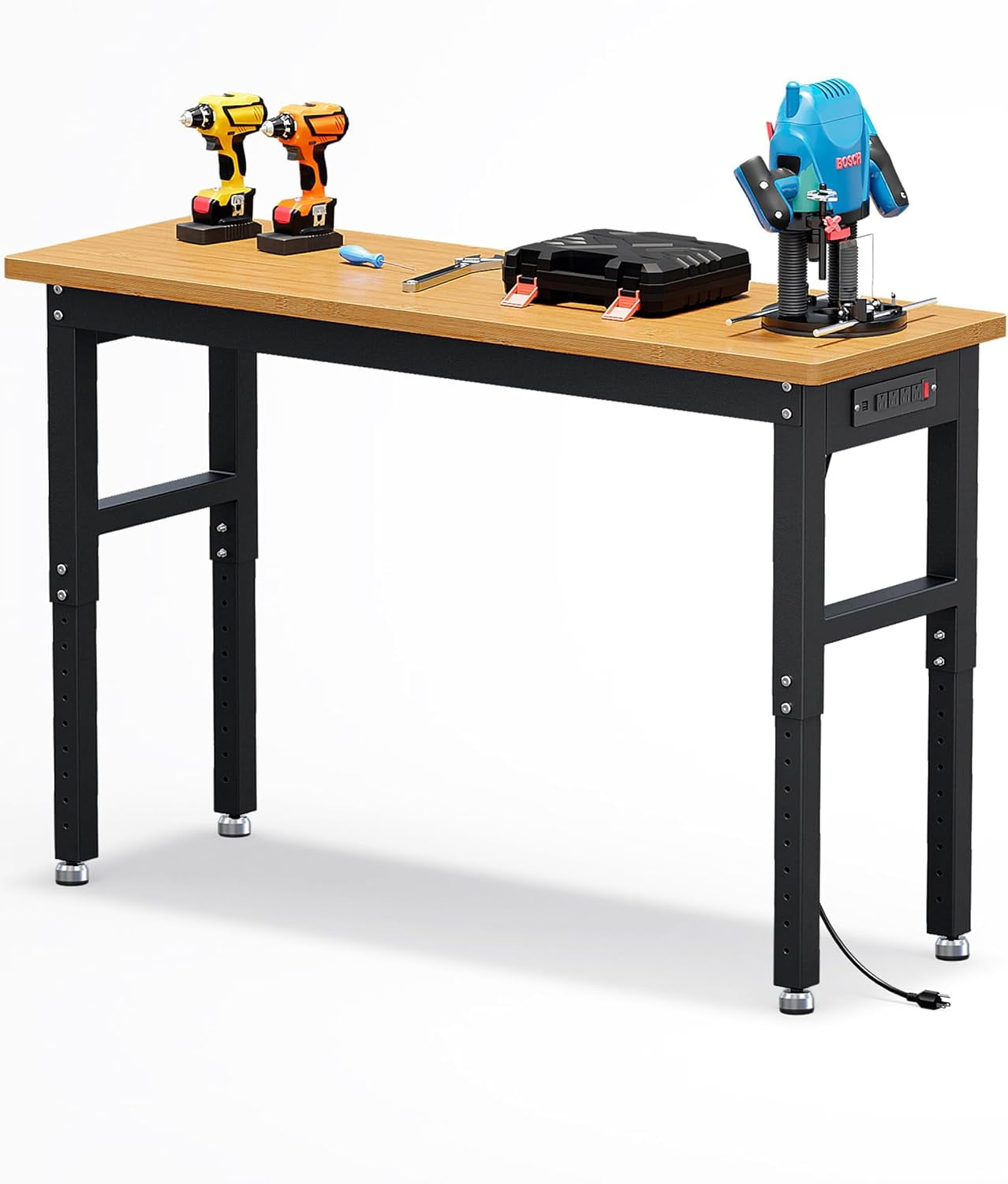 60 Inch Work Bench, 2200 LBS Capacity Solid Wood Top Garage Workbench ...