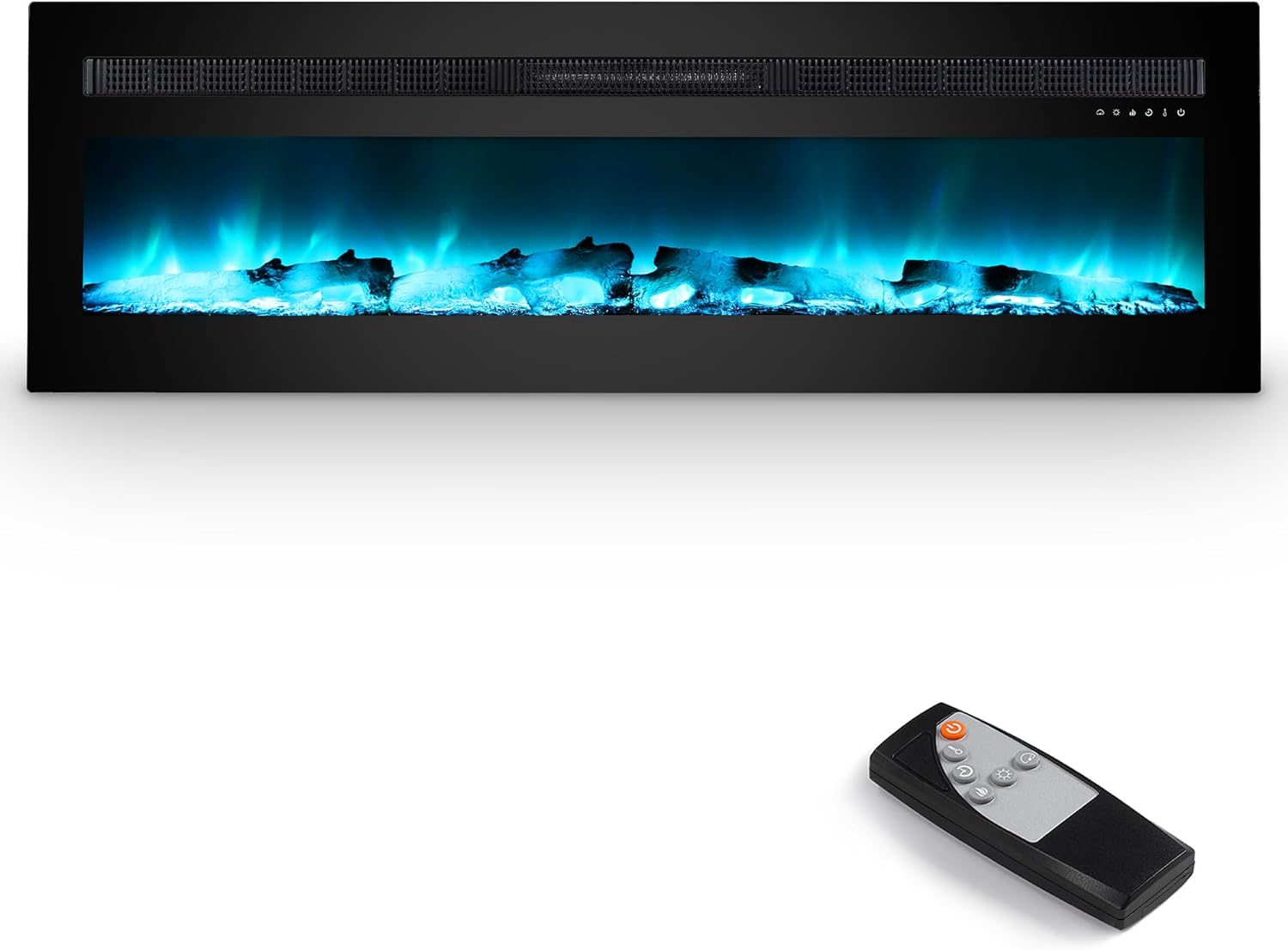 Hanover 32-In. Industrial Chic Electric Fireplace Heater with Deep Log ...