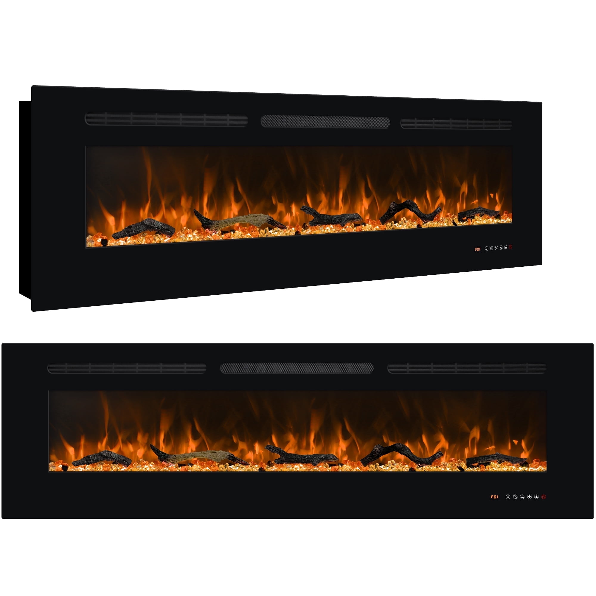 Dreamflame 60 inches Recessed & Wall Mounted Electric Fireplace with 13 ...