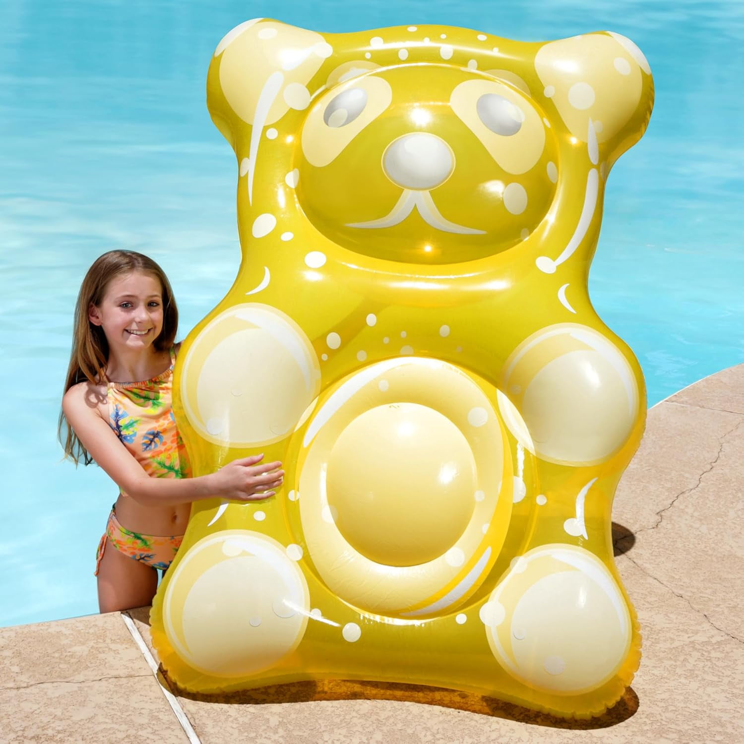 60" Inflatable Gummy Bear Pool Floats - Fun Floaties Swimming Pool Float Toys Party Decorations ...