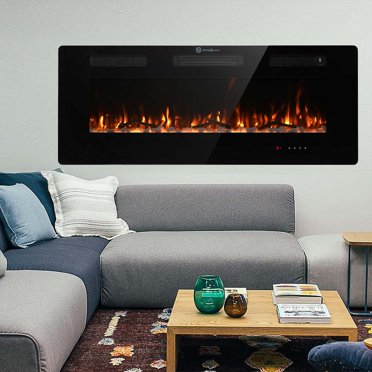 Costway 50'' Mountable & Free Standing LED Electric Fireplace with ...