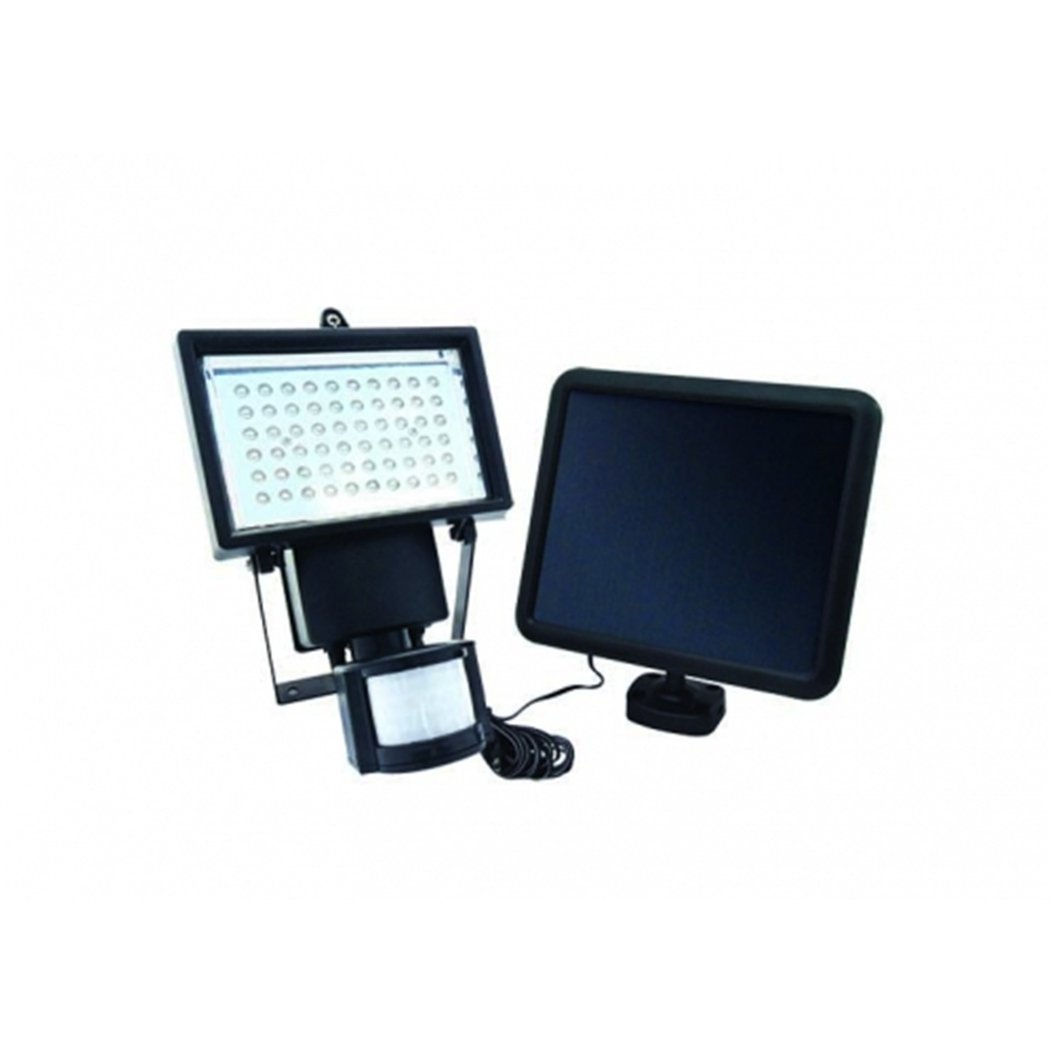 60 Integrated LED Black Outdoor Solar Powered Motion Activated Security ...