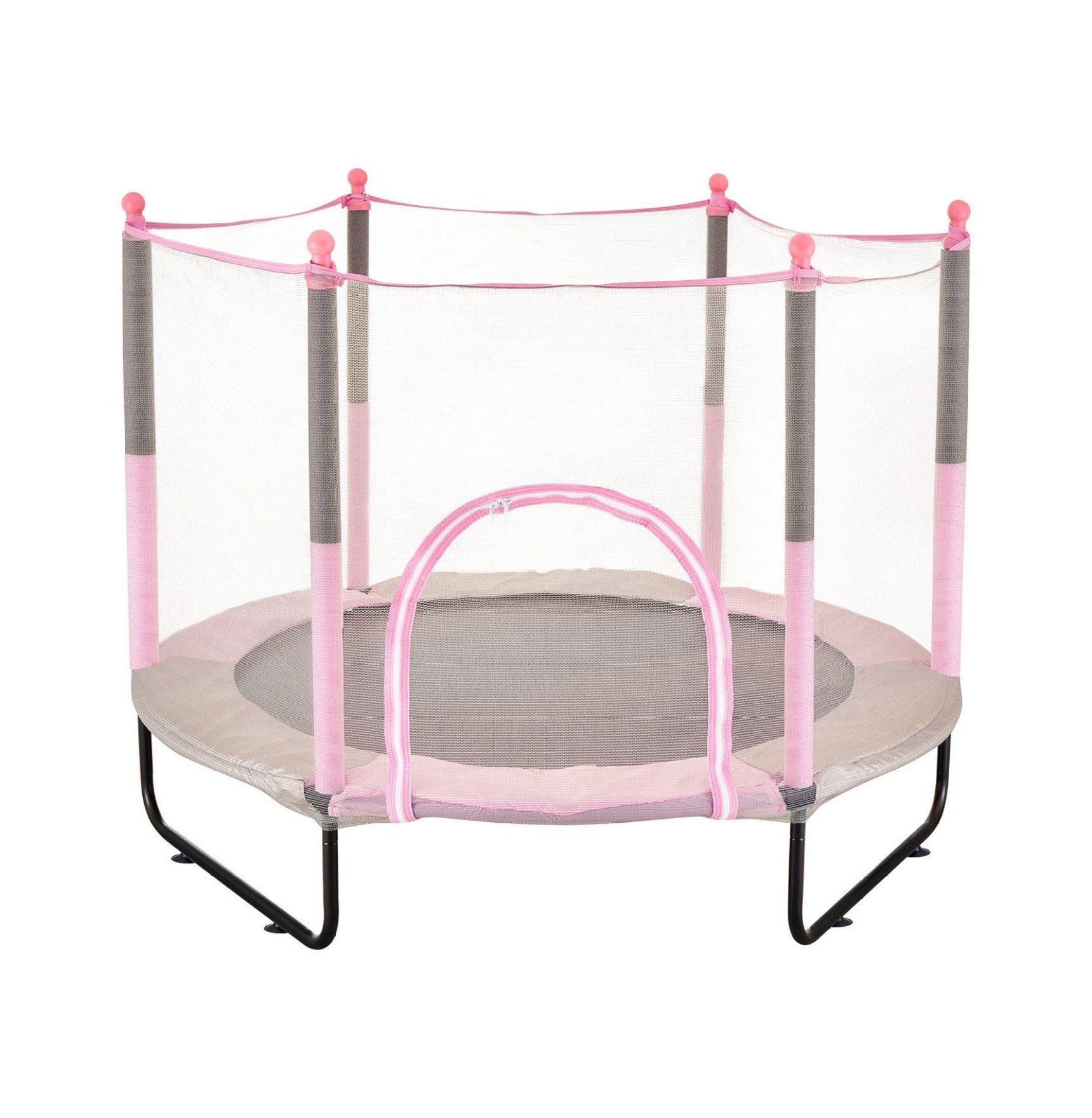 60" Kids Trampoline, 5FT Mini Trampoline with Enclosure & Basketball ...