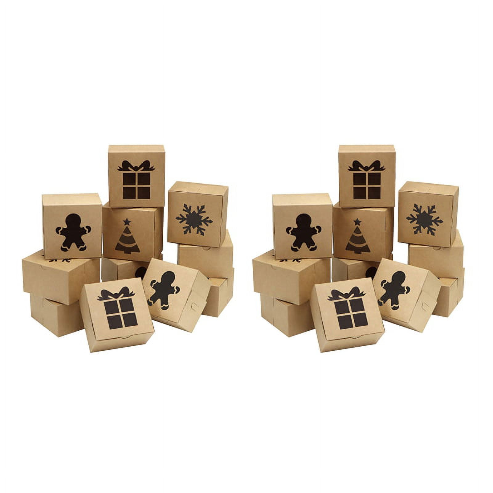 60 Kraft Cardboard Cookie Boxes Set 4X4X2.5Inch Auto-Popup for ...