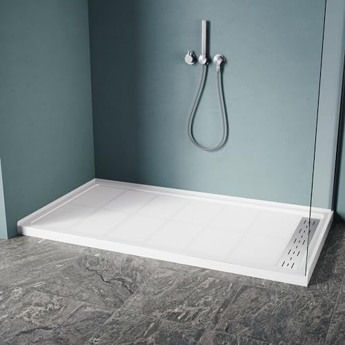 60'' L x 32'' W x 4'' H Shower Base Pan, Right Drain, Non-Slip Single ...