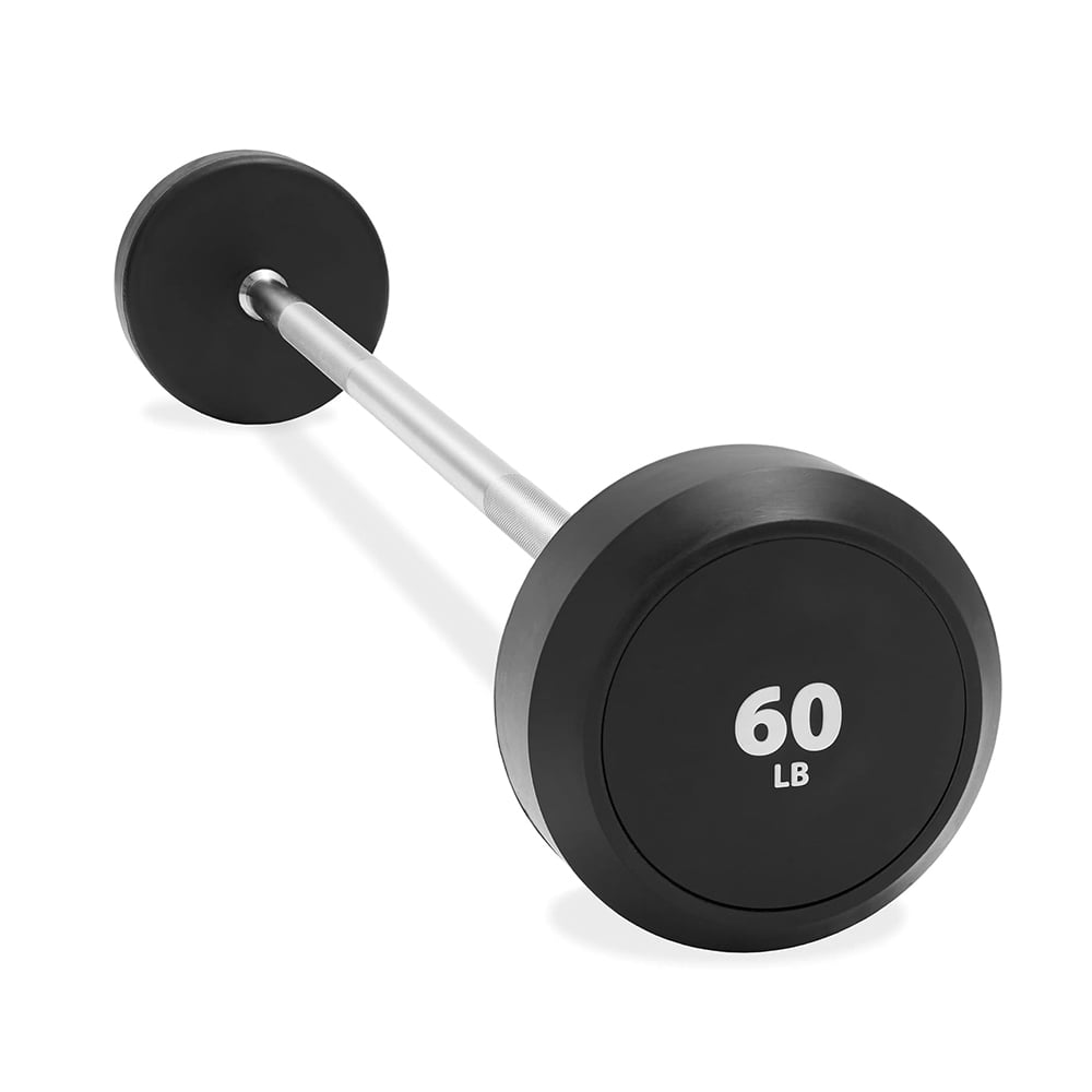 60 LB Weight Capacity Rubber Fixed Barbell, Pre-Loaded Weight Straight ...