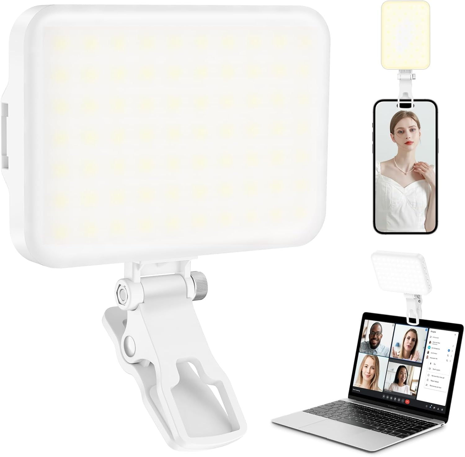60 LED Portable Selfie Light Video Conference Lighting with Clip ...