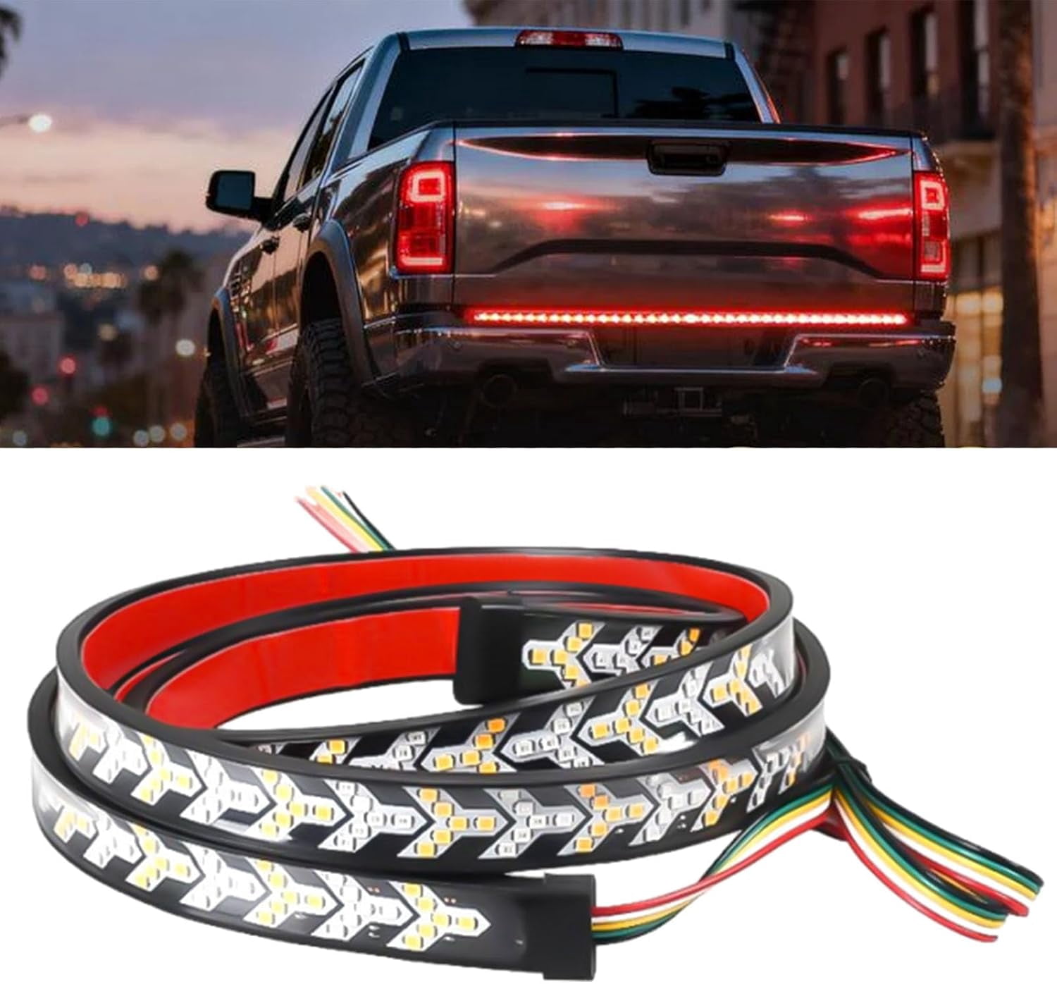 60" LED Truck Tailgate Light Bar Strip, 2026 Upgraded Sequential Red ...