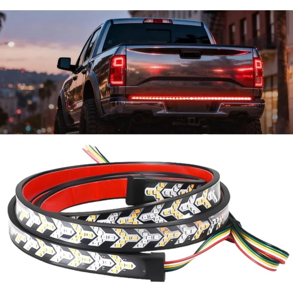 60" LED Truck Tailgate Light Bar Strip, 2026 Upgraded Sequential Red ...