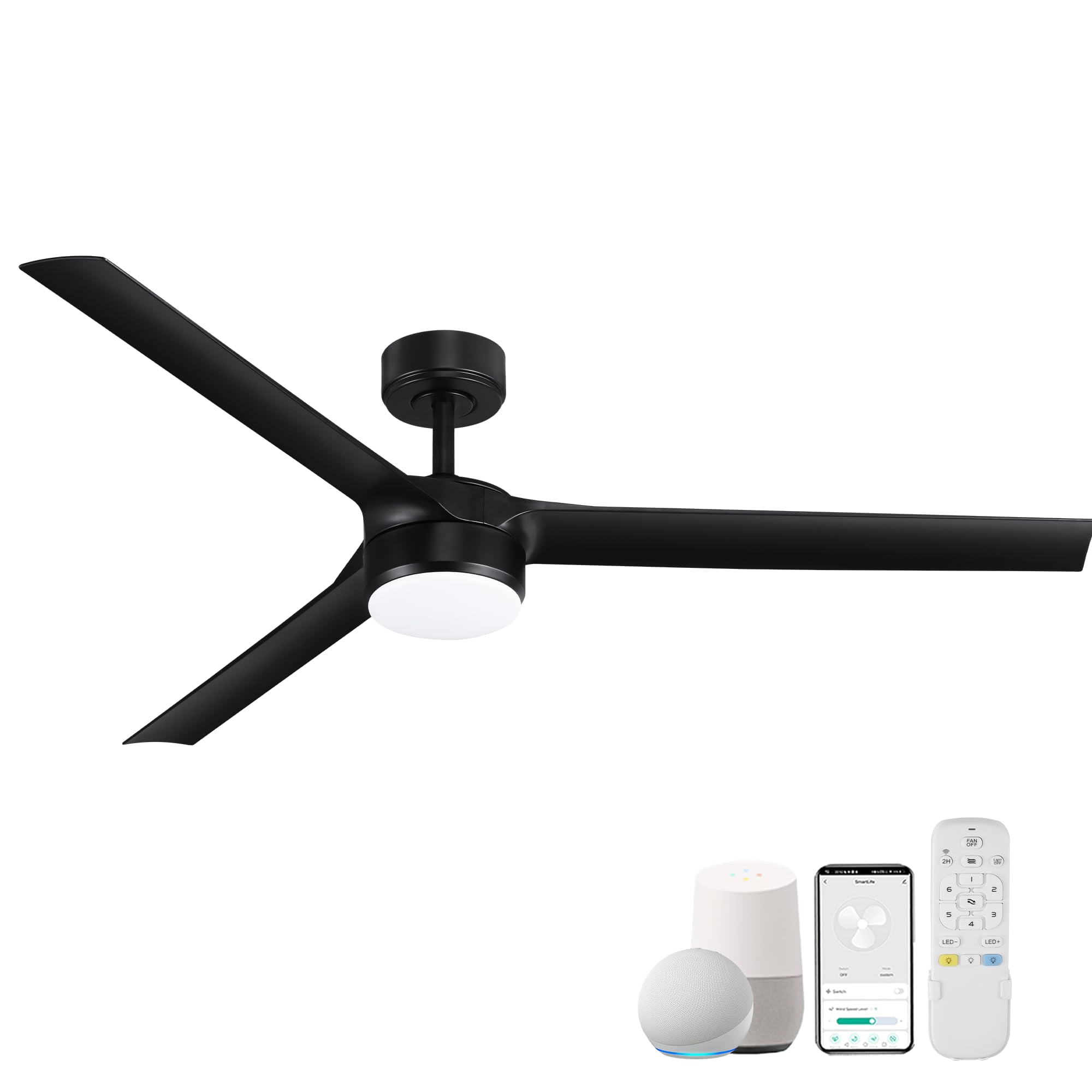 60” Large Smart Ceiling Fans with LED Lights Remote,Indoor Outdoor ...