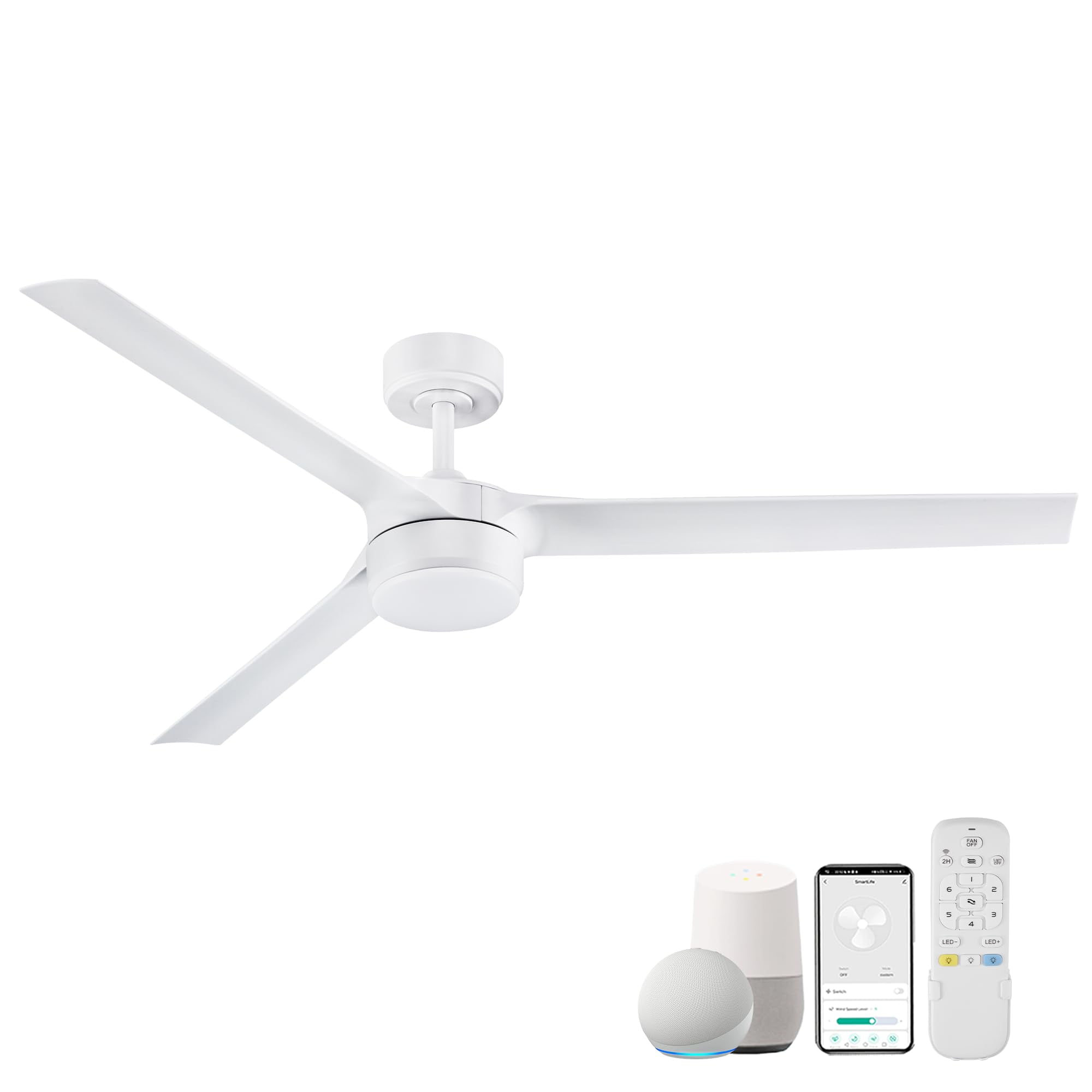 60" Large Smart Ceiling Fans with LED Lights and Remote,Quiet DC Motor ...