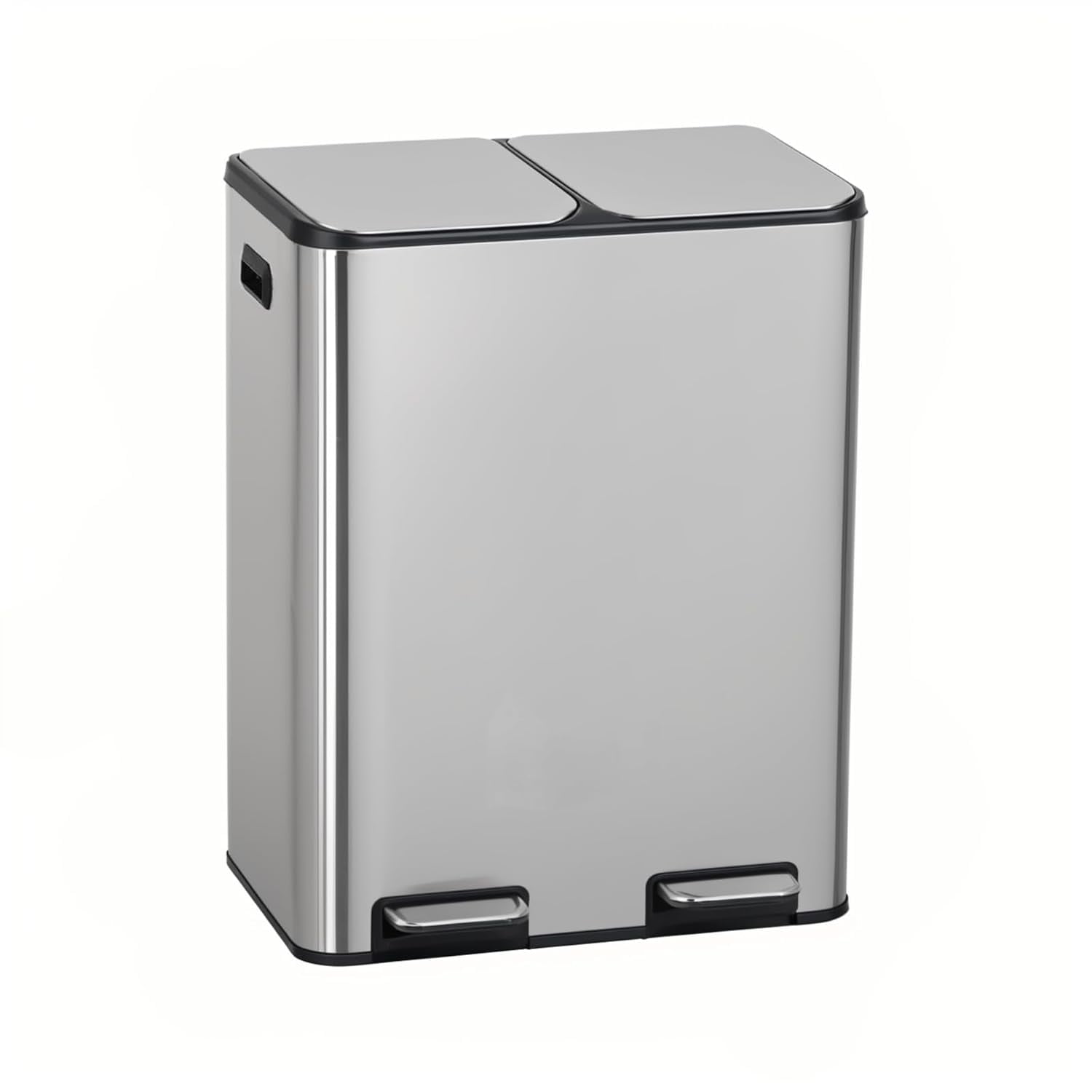 60 Liter / 16 Gallon Dual Compartment Stainless Steel Kitchen Trash Can ...