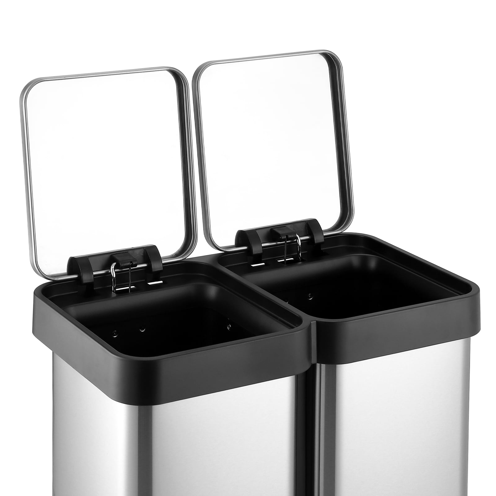60 Liter/16 Gallon Kitchen Trash Can,Stainless Steel, Rectangular Hands ...