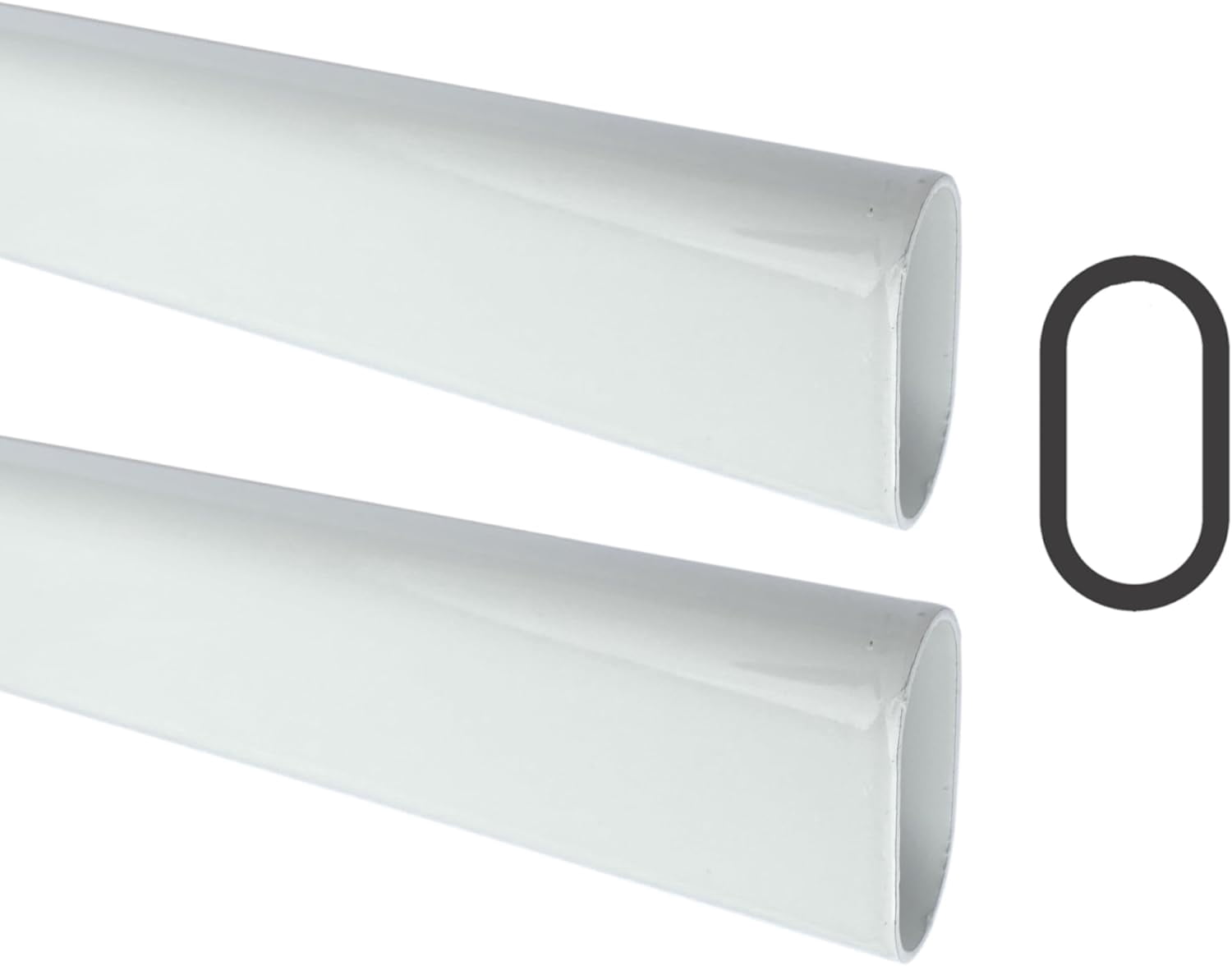 60" Long Oval Closet Rod | Heavy Duty Wardrobe Clothes Pole | Gloss ...