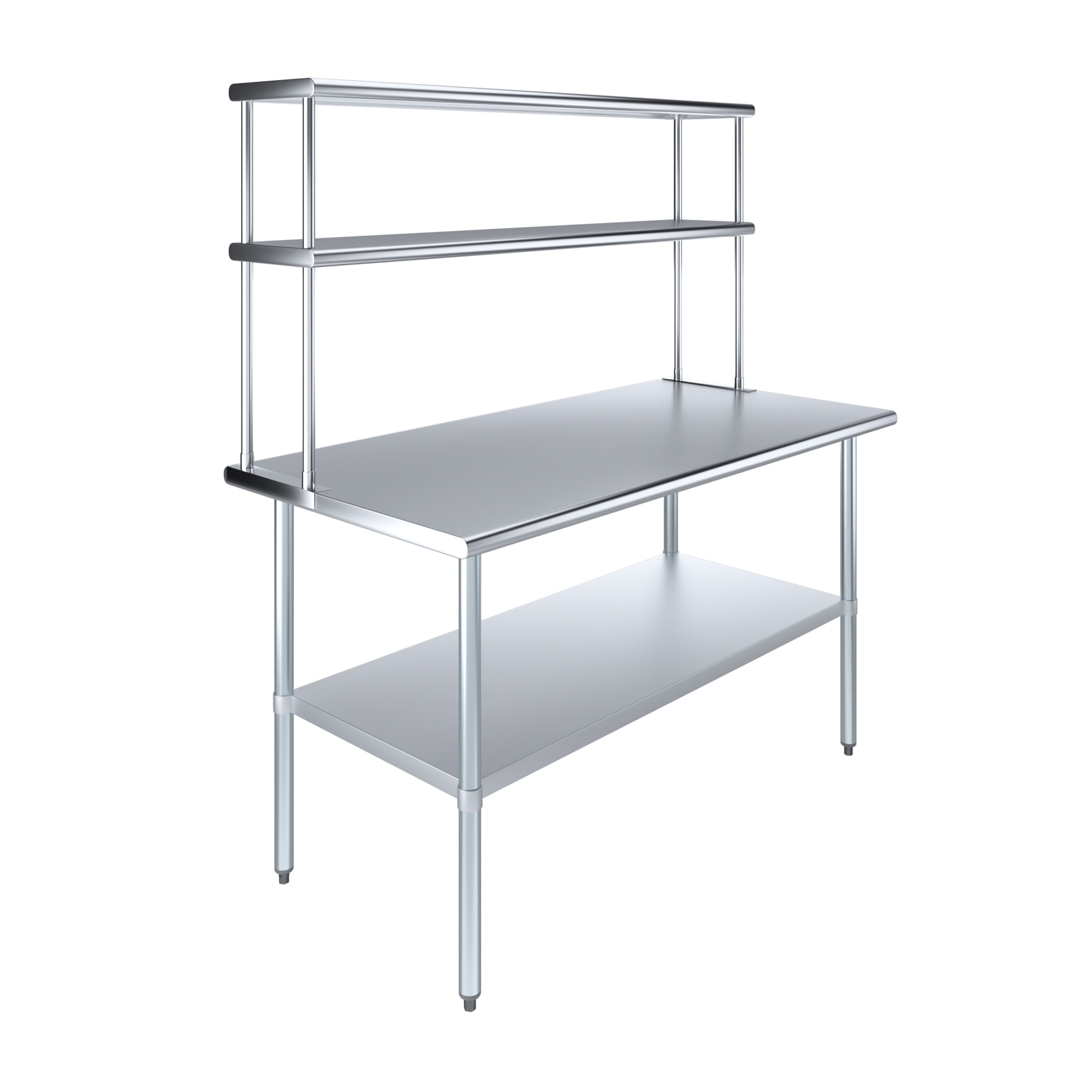 60" Long x 30" Deep" Stainless Steel Work Table With 12" Wide Double ...