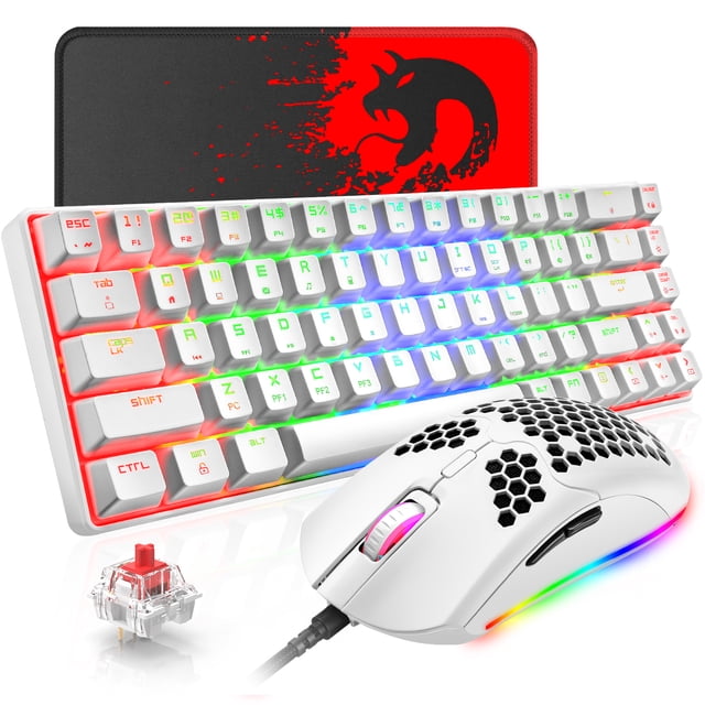 60% Mechanical Gaming Keyboard Red Switch Mini 68 Keys Wired Type C 18 ...