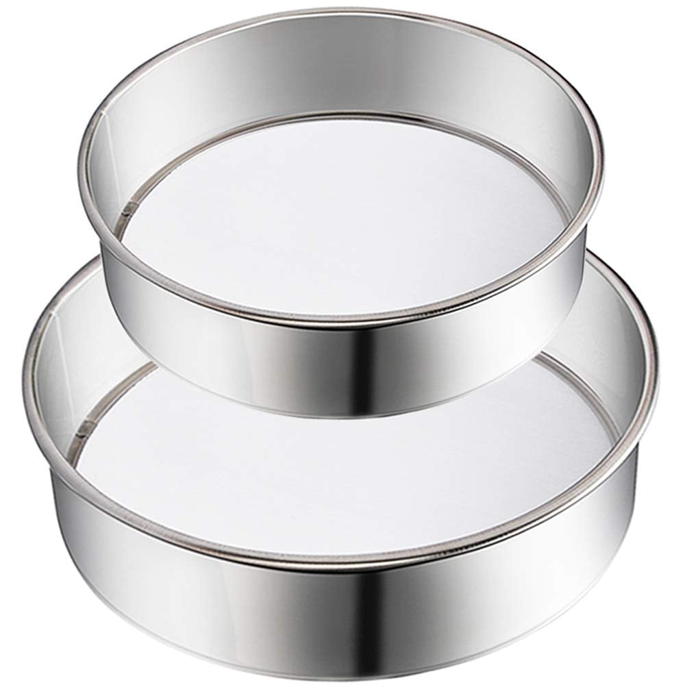 60 Mesh Flour Sifter 2 Pack, Stainless Steel Fine Mesh Strainers for ...