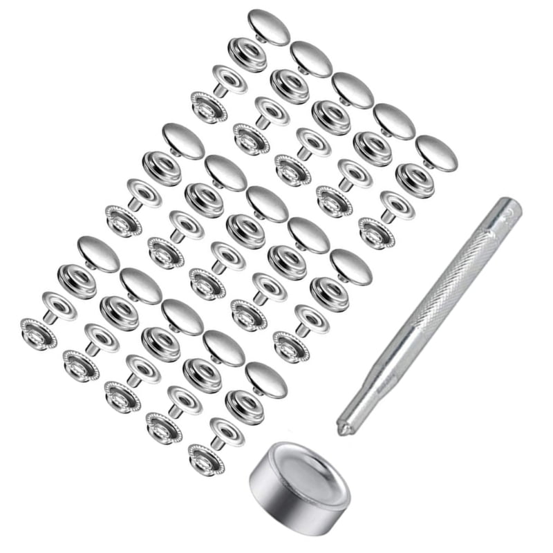 60 Metal Snaps Heavy Duty Fasteners With Installation Kit Stainless ...