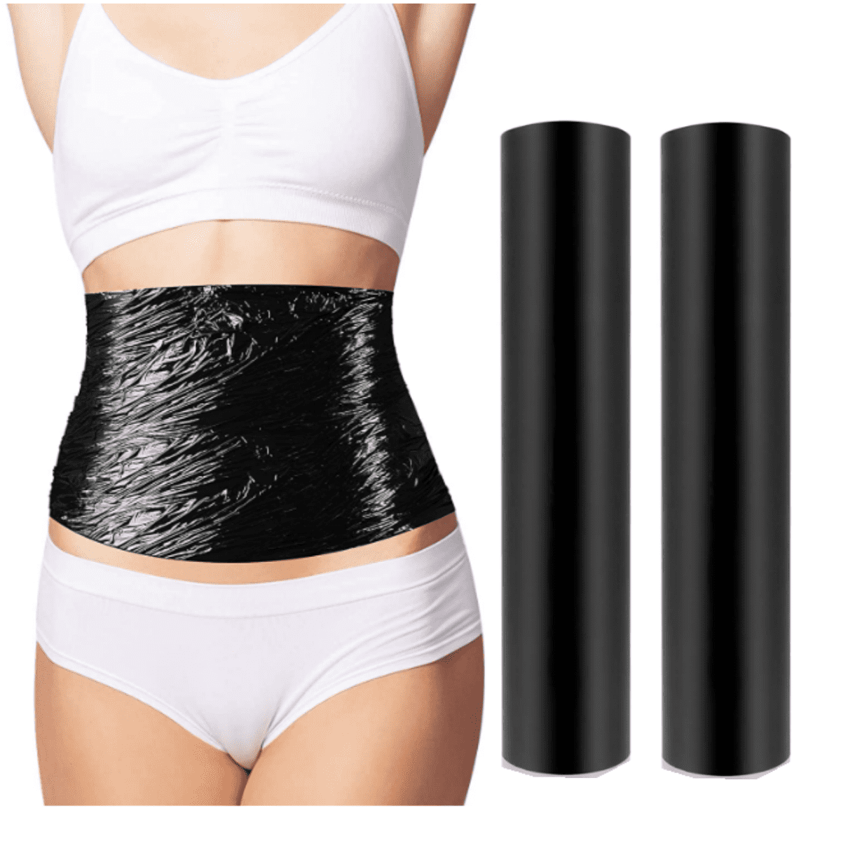 60 Meters Premium Black Plastic Body Wrap,Workout and Sweat Enhancer Cellulite Wrap, Sauna ...
