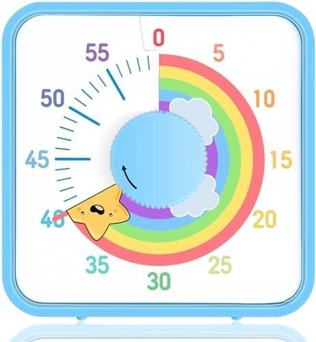 60-Minute Visual Timer, 7.5 Inch Magnetic Rainbow Countdown Timer for ...