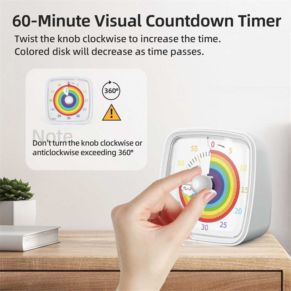 60-Minute Visual Timer with Night Light, Countdown Timer,Pomodoro Timer ...