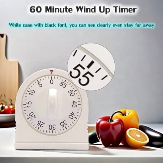 60 Minute Wind Up Timer, Visual Mechanical Timer with Loud Alarm ...