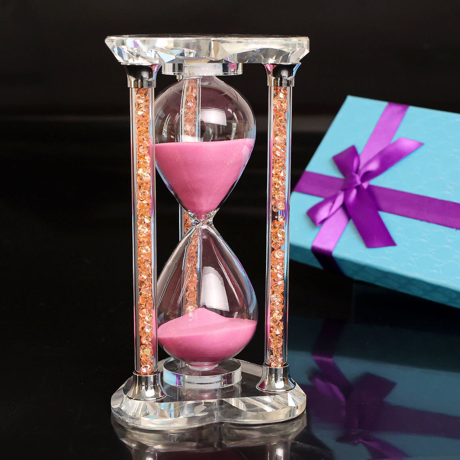 60 Minutes Hourglass ,Heart Shaped Crystal Sand Timer with Gift Box ...
