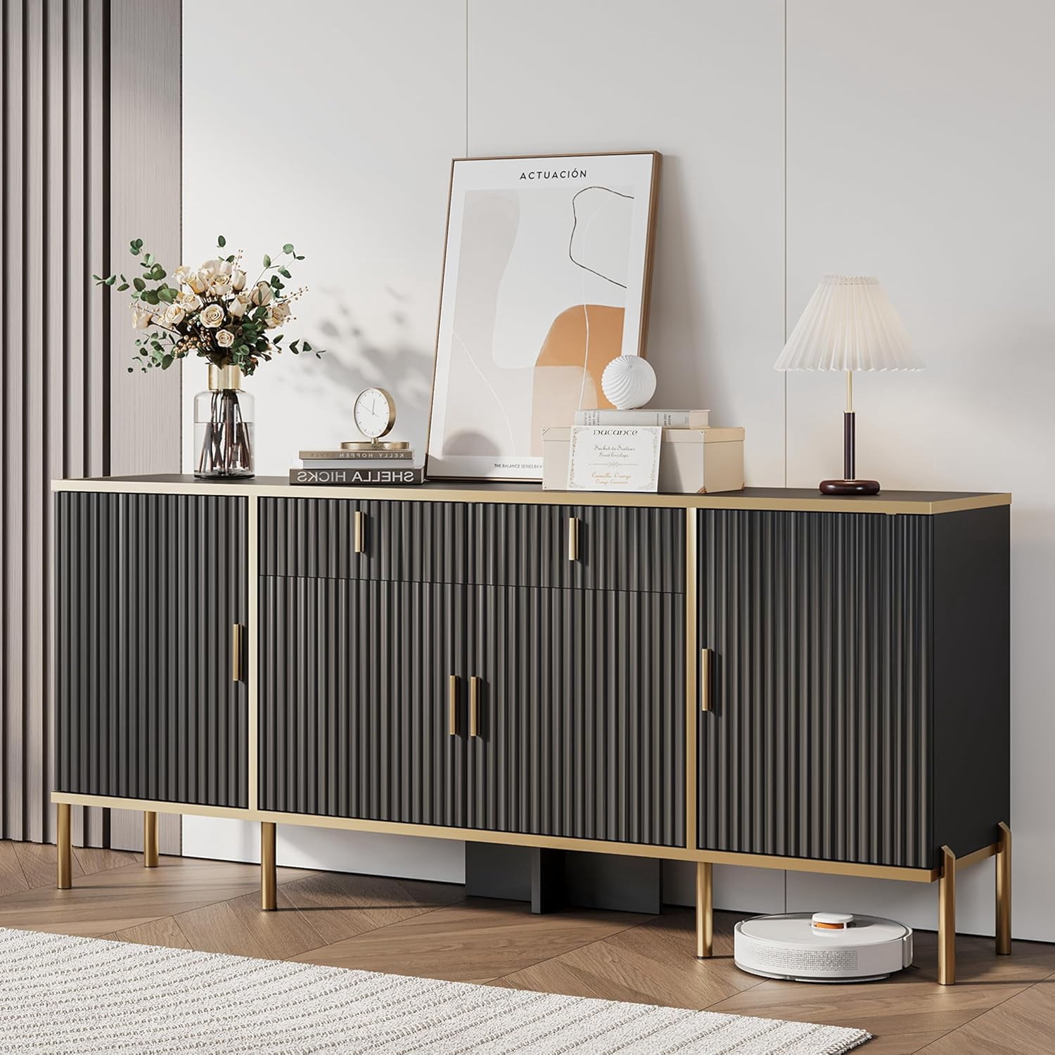 60" Modern Buffet Cabinet with Storage, Buffets & Sideboard with ...