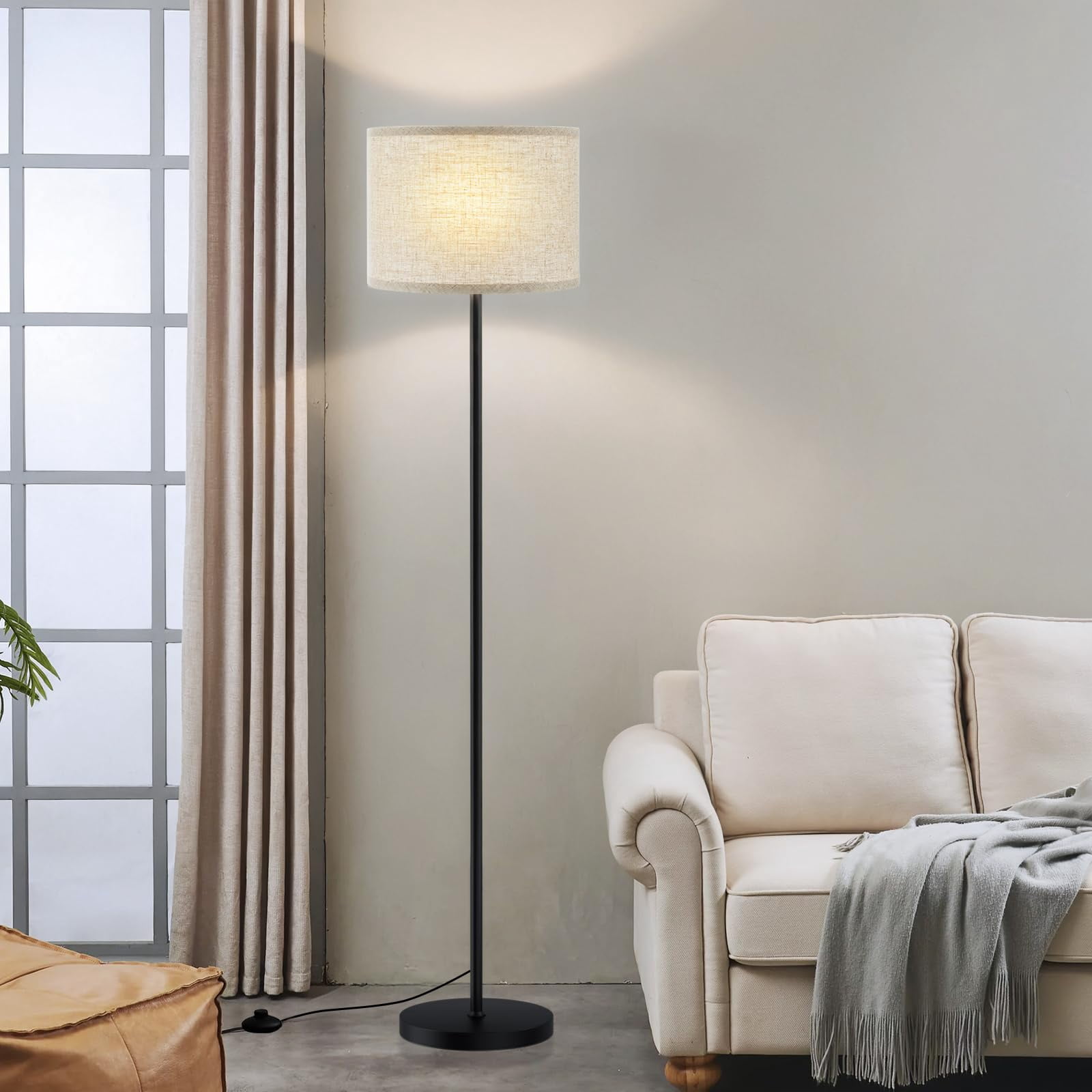60'' Modern Floor Lamp With Shade Tall Lamps For Living Room Bedroom ...