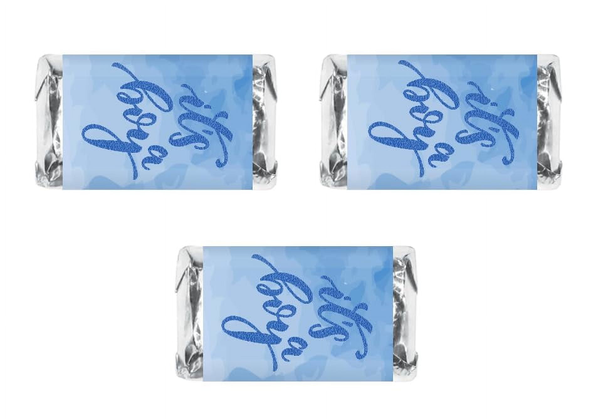 60 Modern Its a Boy Blue Background Baby Shower Miniatures Candy Bar ...