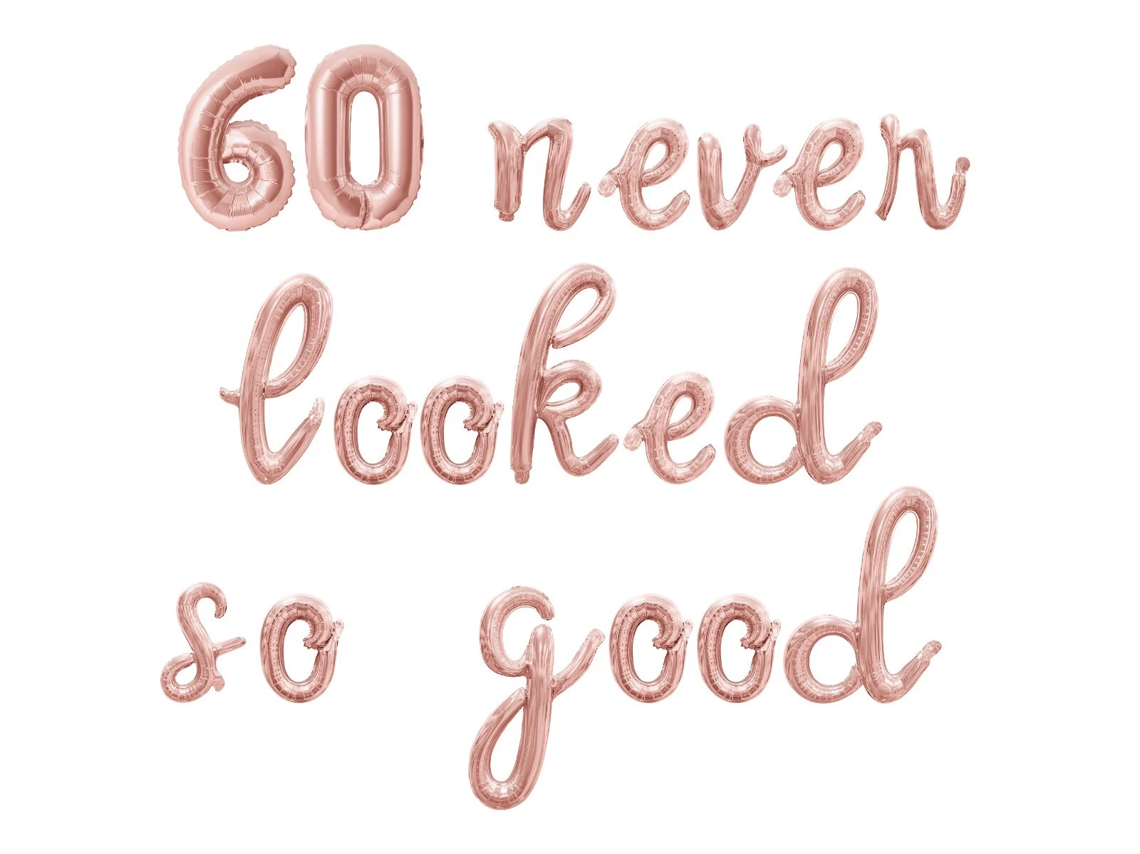 60 NEVER LOOKED SO GOOD Cursive Letter Balloon Banner -60th Birthday ...