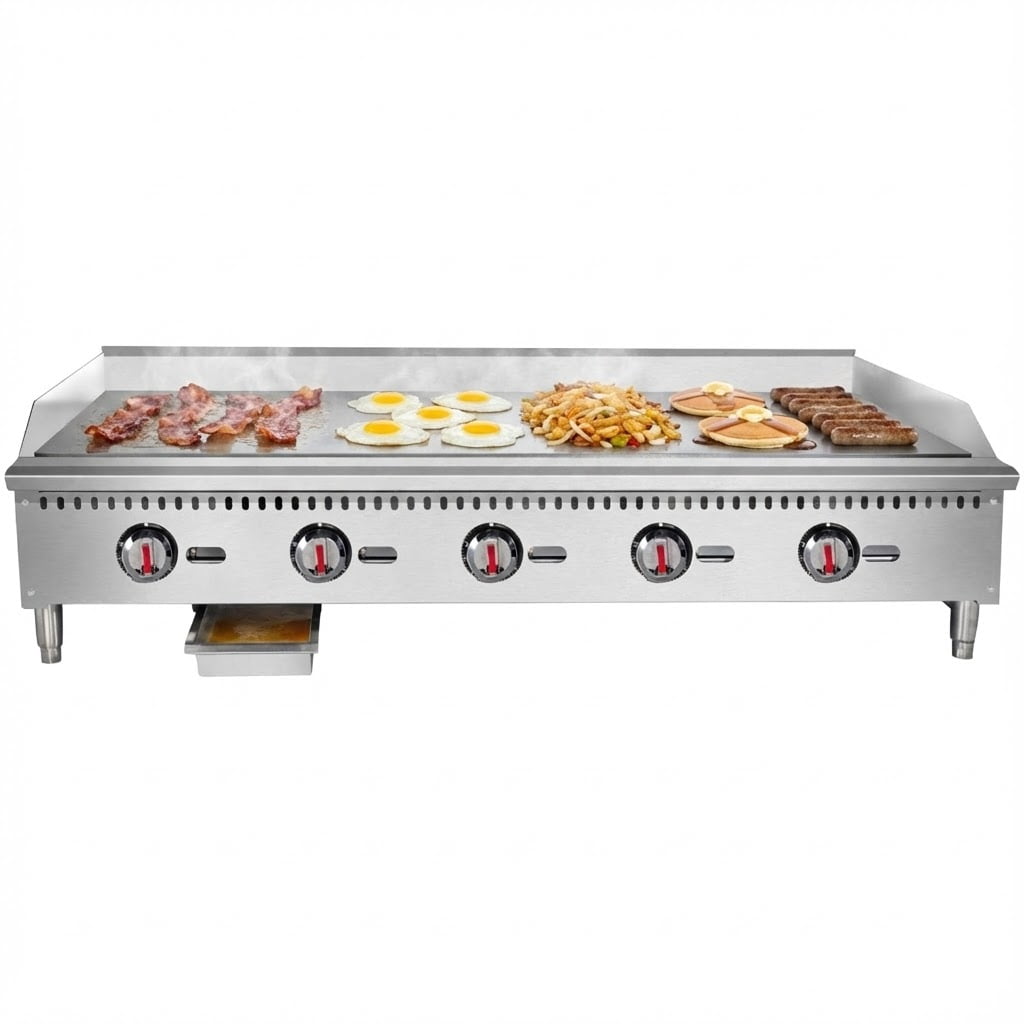 60" NSF Certified Commercial Thermostat Gas Griddle | Heavy-Duty ...